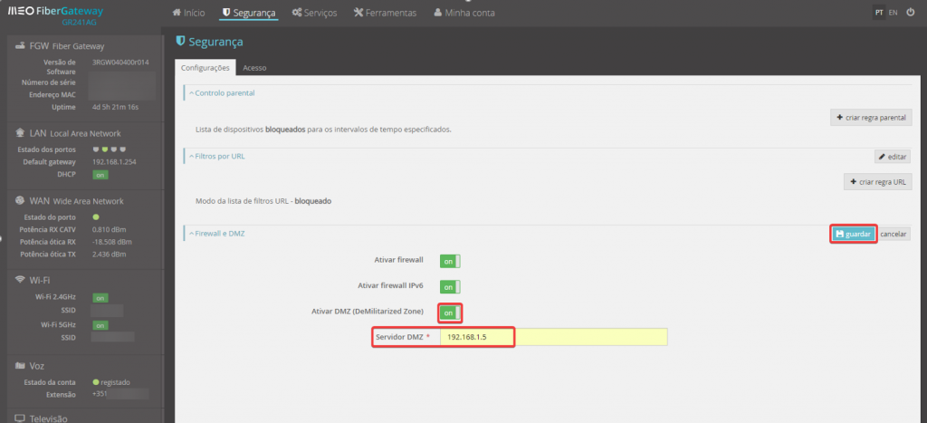FiberGateway Meo – Configurar DMZ | Kbase.pt – Dicas e Tutoriais de ...